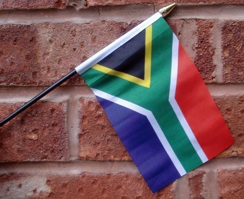 SOUTH AFRICA NEW STYLE flag PACK OF TEN SMALL HAND WAVING FLAGS African ...