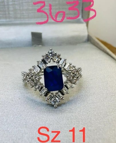 Ring Bomb Party Sz11 RBP Dark Blue Gem W/Colorless Gem Clusters ...