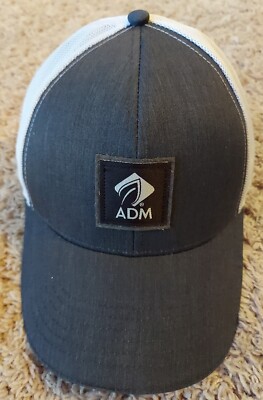 ADM Baseball Hat Cap K-Products Archer Daniels Midland Gray White Mesh ...