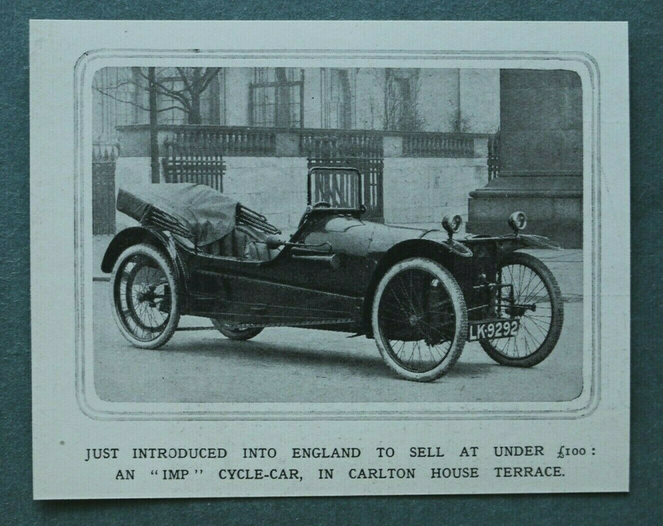 WL11x) England 1914 IMP cycle-car Carlton House Terrace Auto Oldtimer ...
