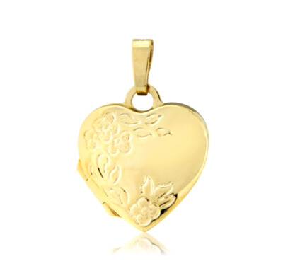 Heart Shaped Floral Locket 9ct Yellow Gold Hallmarked British Made 14 x ...
