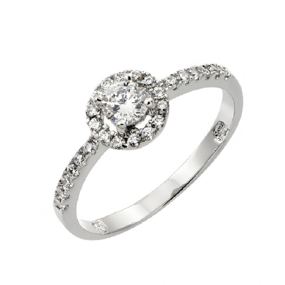 Sterling Silver Ladies CZ Stones Ring w/ 4mm (0.25 ct) Round Cut Center ...