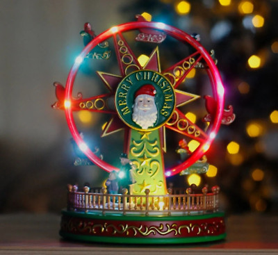 Christmas Village Fairground Decoration Light Up Ferris Wheel Santa ...