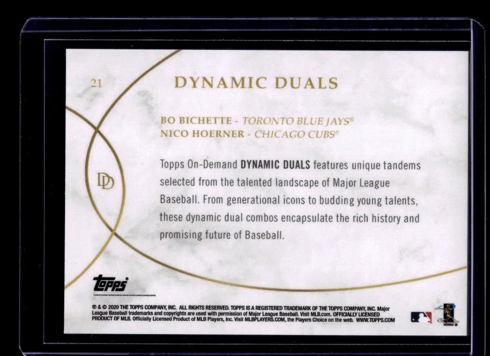 2020 Topps On-Demand Set 9 Dynamic Duals #21 Bo Bichette Nico Hoerner ...