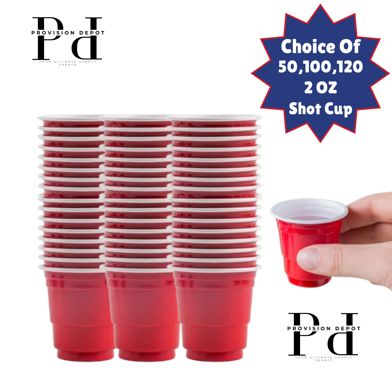 Choice Of 50/100/120 Mini Red Cups 2oz Plastic Shot Drink Party ...