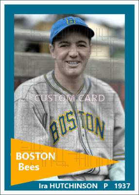 Ira Hutchinson - 1937 Boston Bees - 2.5 x 3.5 custom card (blank back ...