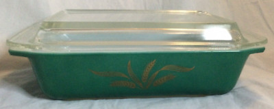 Pyrex Green Wheat Promotional Space Saver Refrigerator Dish & Lid 575-B ...