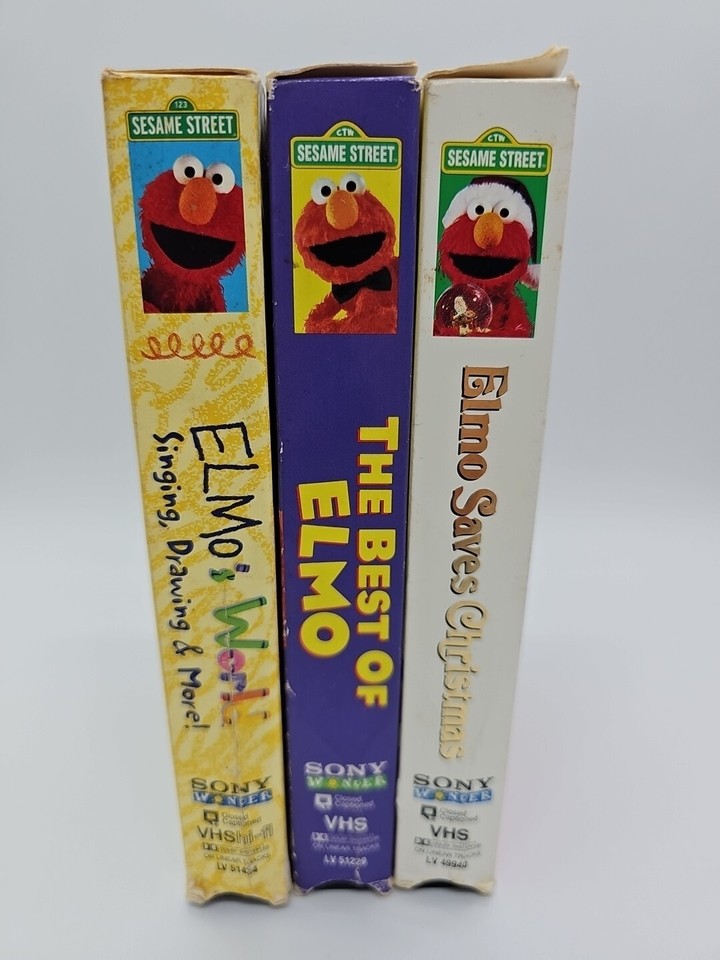 Sesame Street VHS Tapes Lot Of 3 Elmo Singing-Drawing, Saves Christmas ...