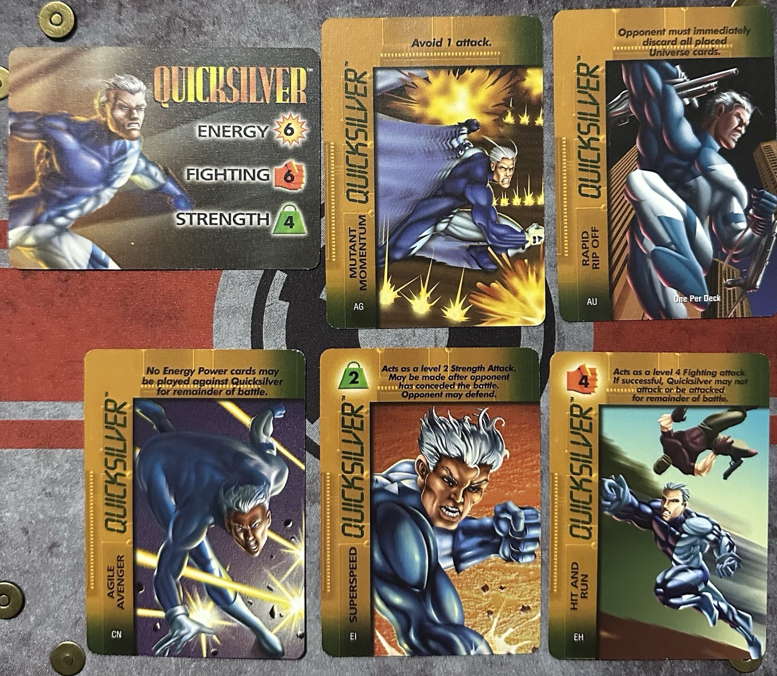 Fleer Marvel Overpower: QUICKSILVER Stat & 5 Special Cards Mission ...