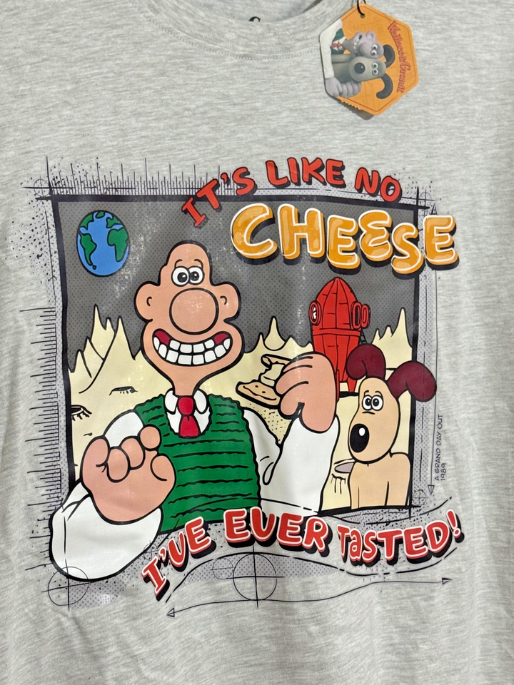 Wallace & Gromit Mens Pyjamas Pjs T Shirt Grand Day Out Rocket Cheese ...