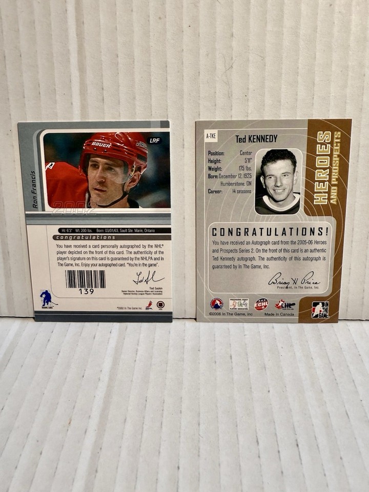 Lot Of 5 ITG NHL Hall Of Fame Autographed Hockey Cards | eBay