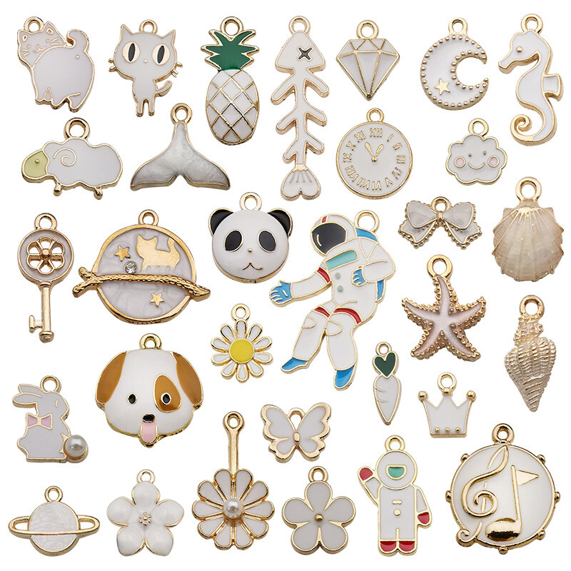 31/40pcs Mix Cute Enamel Charms Pendants for Jewellery Making Earrings ...