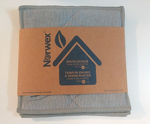 NEW Norwex Enviroscrub Dual-Sided Cloths 6.3 x 6.3 in. Set of 3, BLUE ...