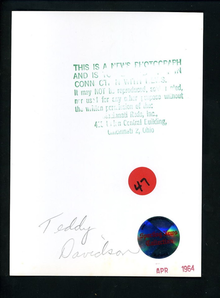 Ted Davidson The Sporting News & Cincinnati Reds Inc. 1964 Press Photo ...