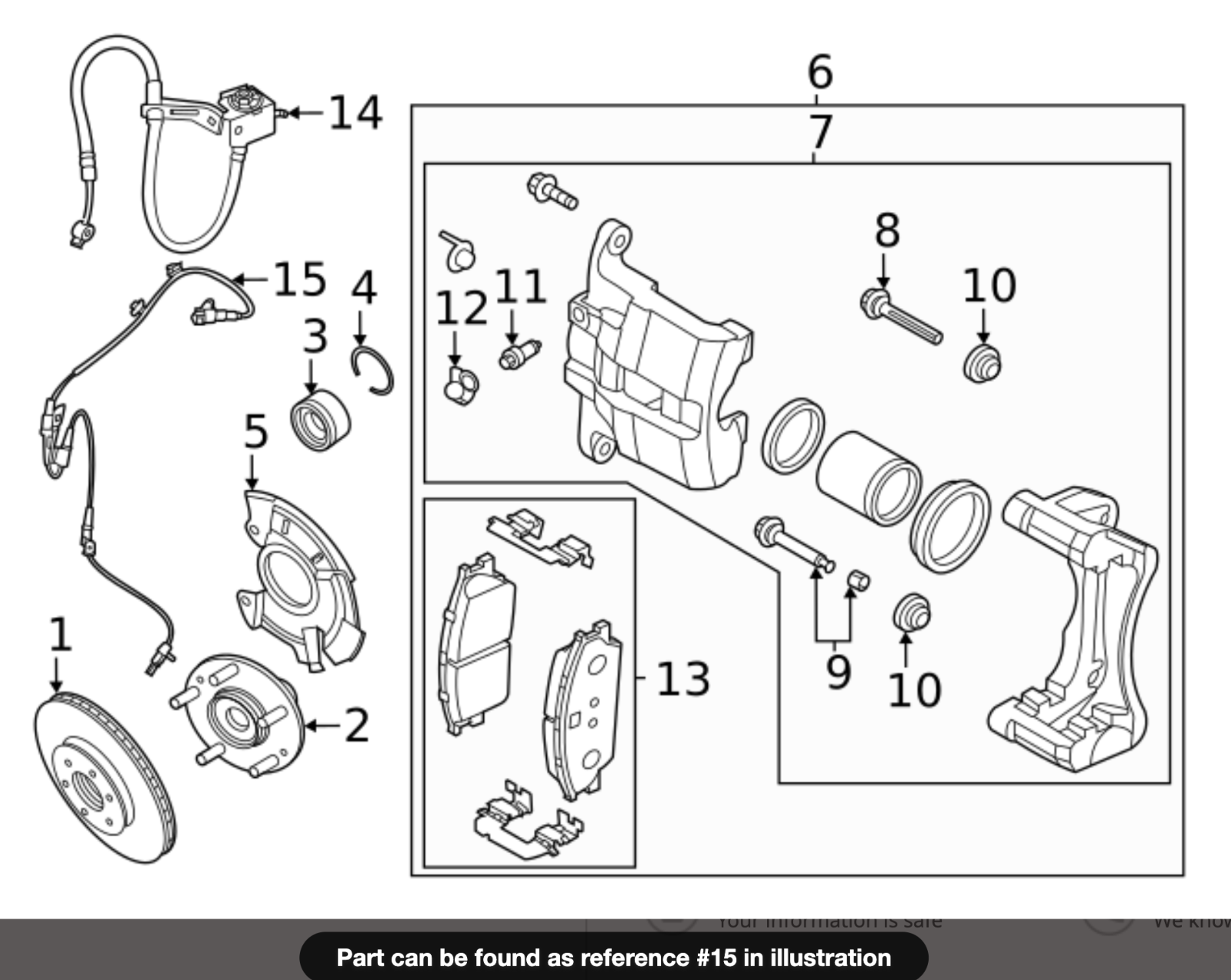 OEM 58930-Q5000 ABS Wheel Speed Sensor Front/Left Fedex for Kia Seltos ...