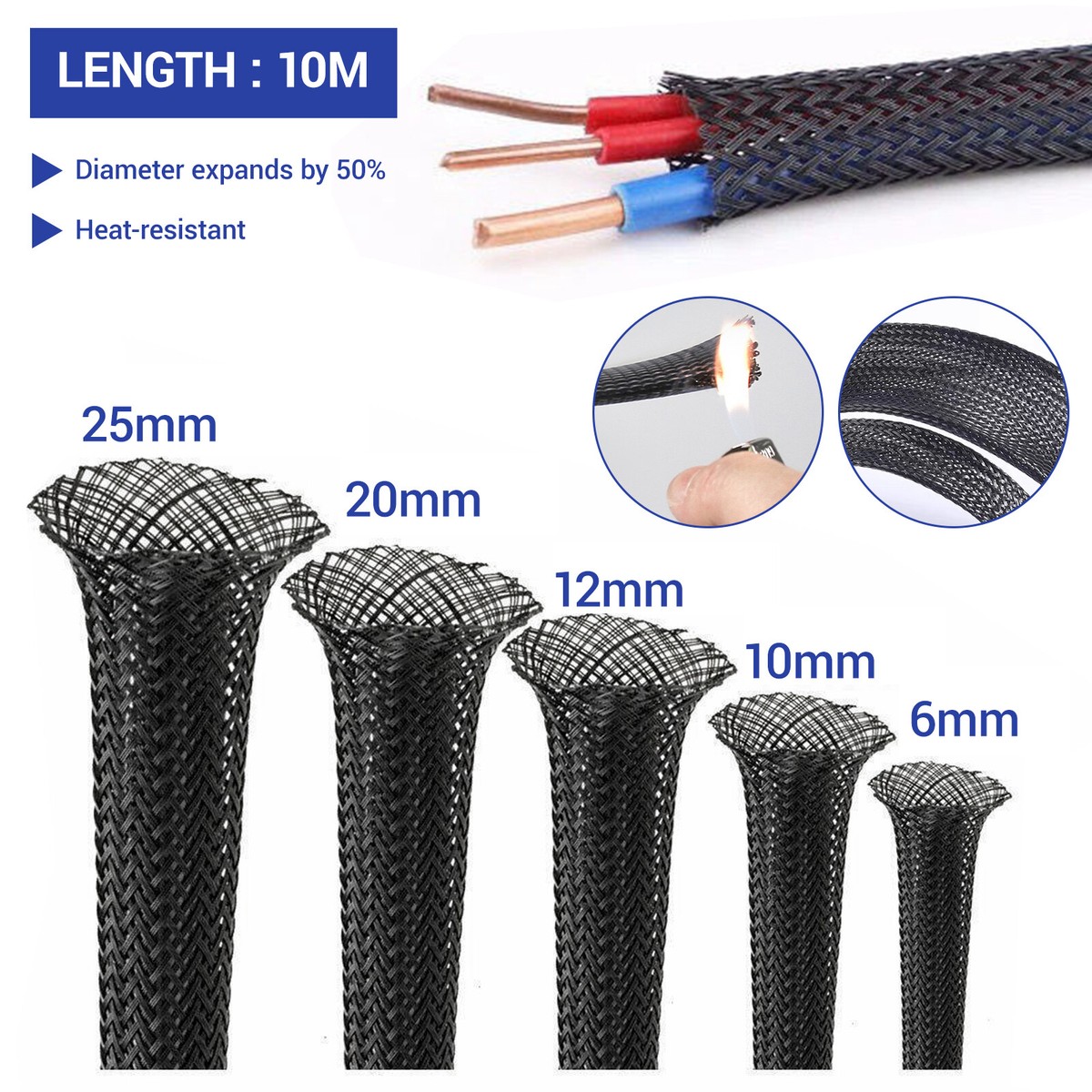 ECG/EKG Lead Wire Medical Cables & Cords Electriduct 5/8" Black PET ...