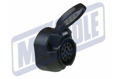 12V 13 PIN EURO SOCKET WITH FOG CUT OUT BLACK PLASTIC CARAVAN TRAILER ...