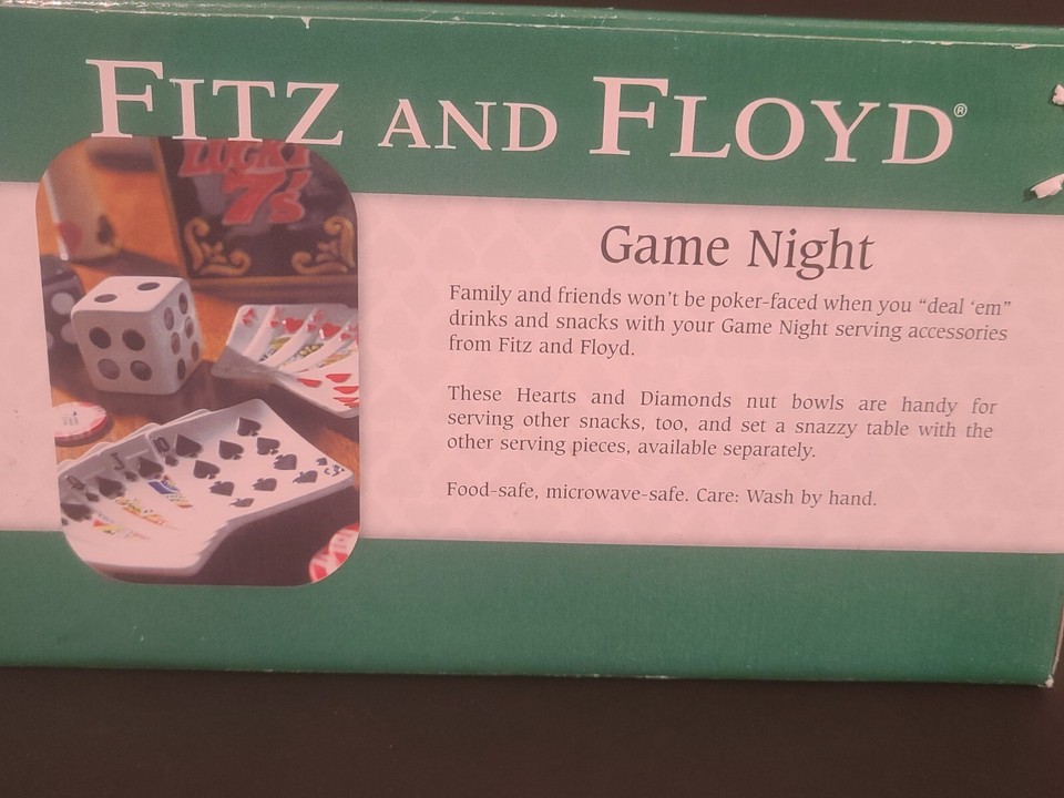 NEW IN BOX 2005 Fitz and Floyd Poker Card Themed Game Night Snack ...