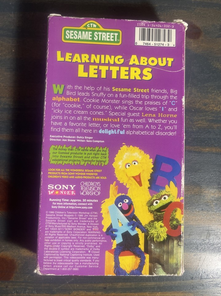 Sesame Street - Learning About Letters (VHS, 1996) 74645127439| eBay