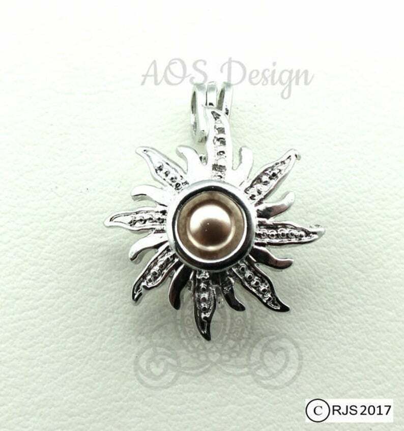 Rapunzel Sun Pearl Cage Necklace Silver Tangled Locket Solar Eclipse ...
