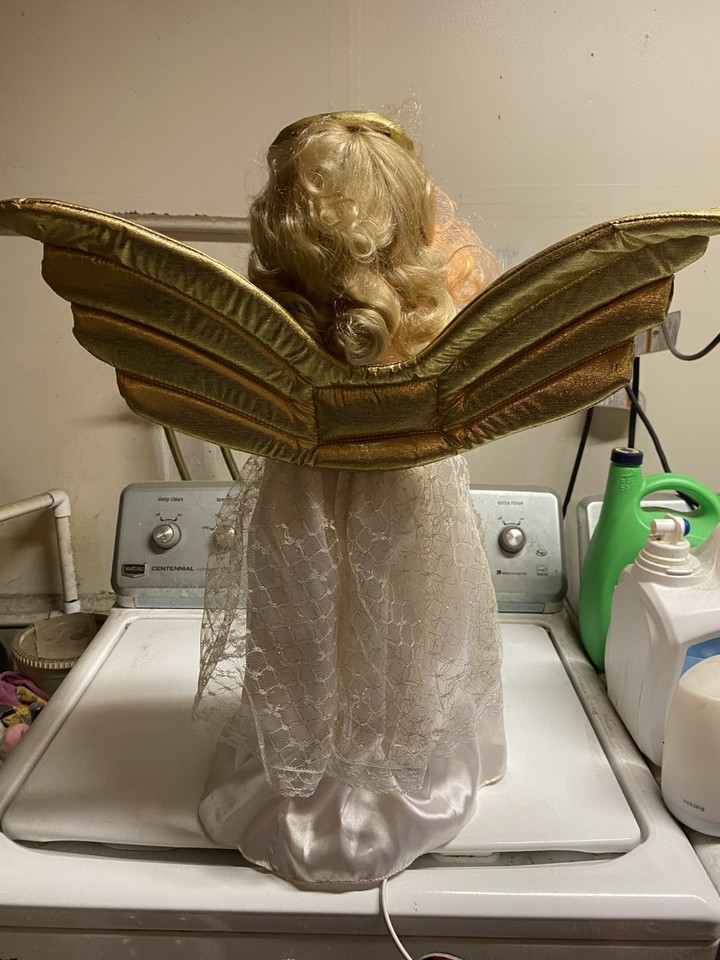 Large Vintage Animated Christmas Angel Display Figure Ligfhted ...