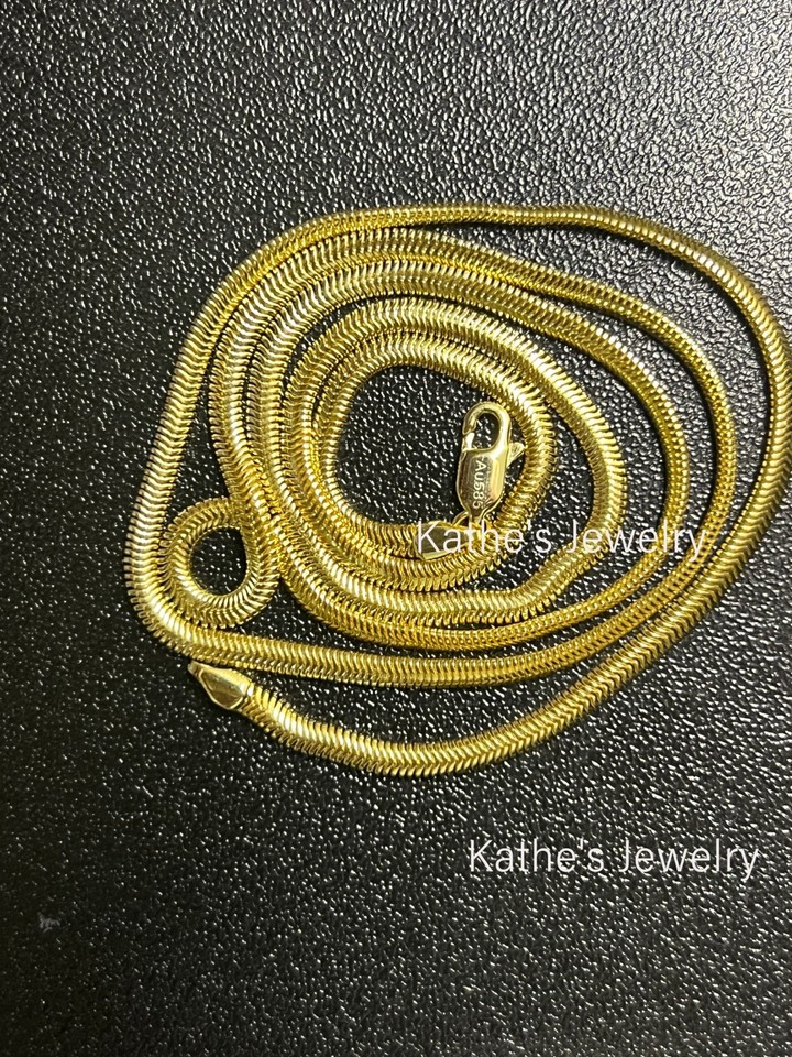 14K Solid Yellow Gold Flat Snake Chain Necklace 20"---3mm | eBay