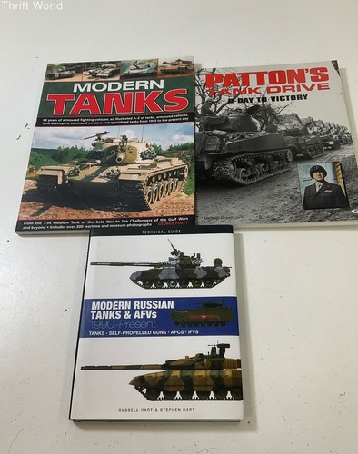 Lot Of 8 Military Vehicle Modern Russian Patton WWII Tanks Books Some ...