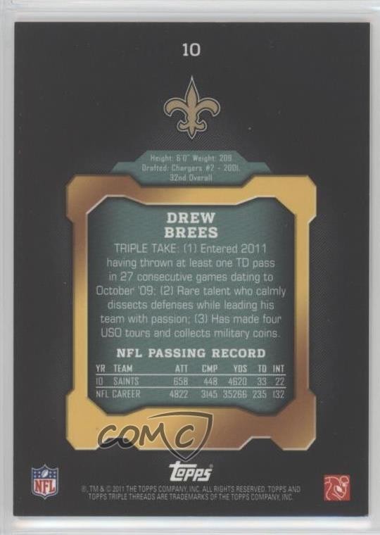 2011 Topps Triple Threads Emerald /250 Drew Brees #10 | eBay
