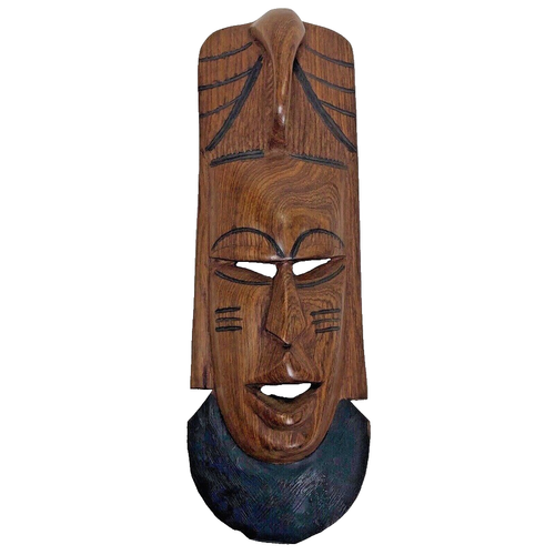 Carved African Senegalese Wall Mask Ceremonial Tribal Decor Wood Brown ...