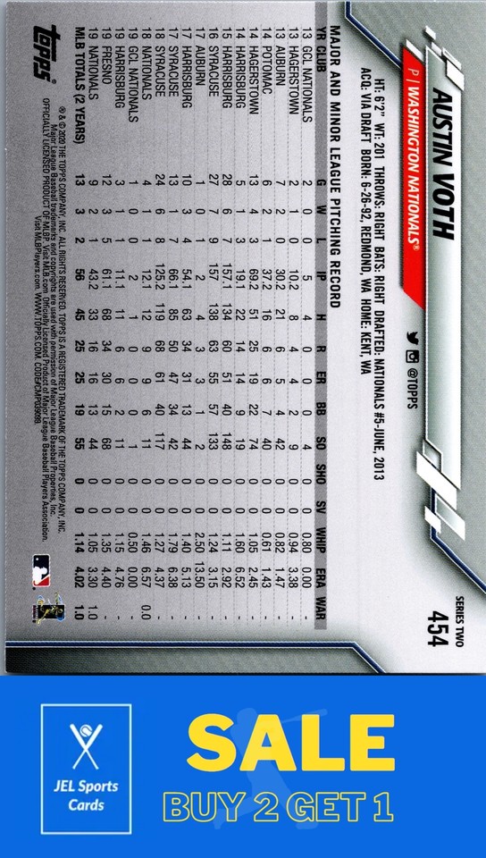 2020 Topps #454 Austin Voth | eBay