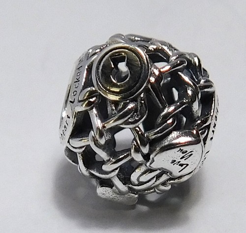 Authentic Pandora Charm, Openwork Chain Link Padlock #790071C00 | eBay