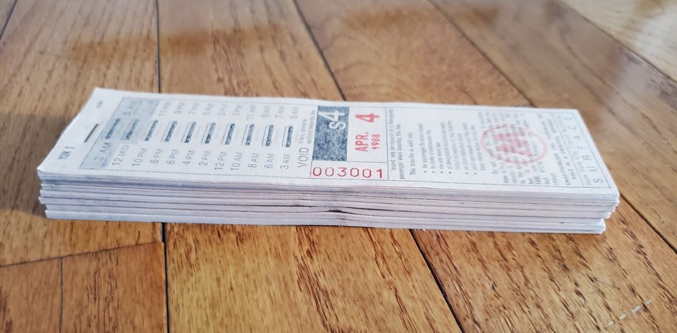 LOT OF 7 - 1988 NYCTA NYC BUS TICKET TRANSFER BOOK STATEN ISLAND NY 4/4 ...
