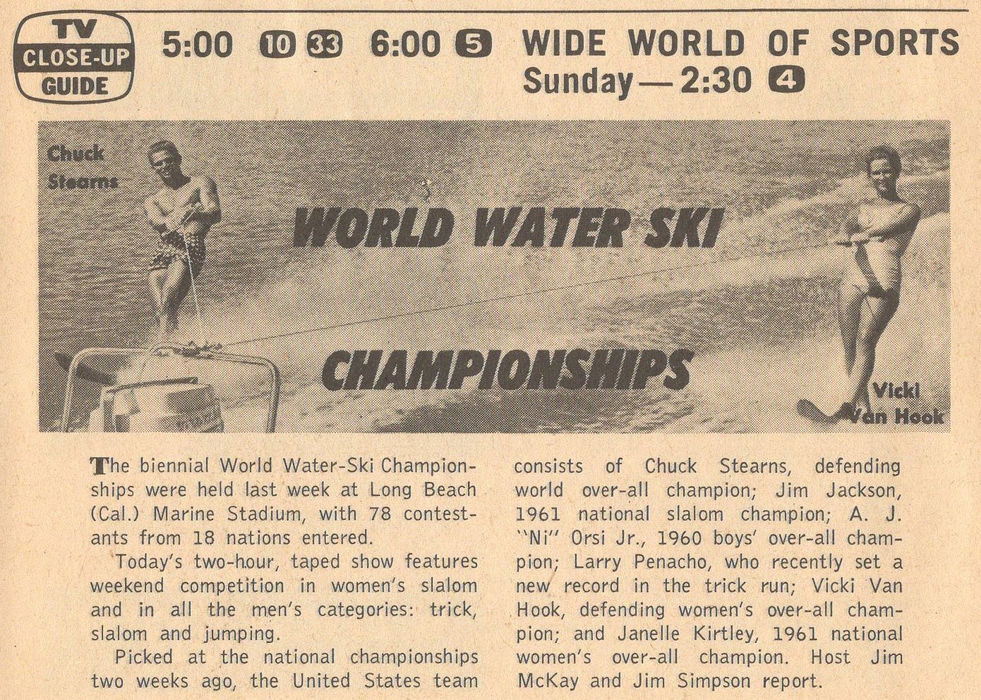 1961 TV AD WORLD WATER SKI CHAMPIONSHIPS LONG BEACH MARINE STADIUM ...