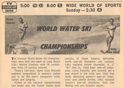 1961 TV AD WORLD WATER SKI CHAMPIONSHIPS LONG BEACH MARINE STADIUM ...