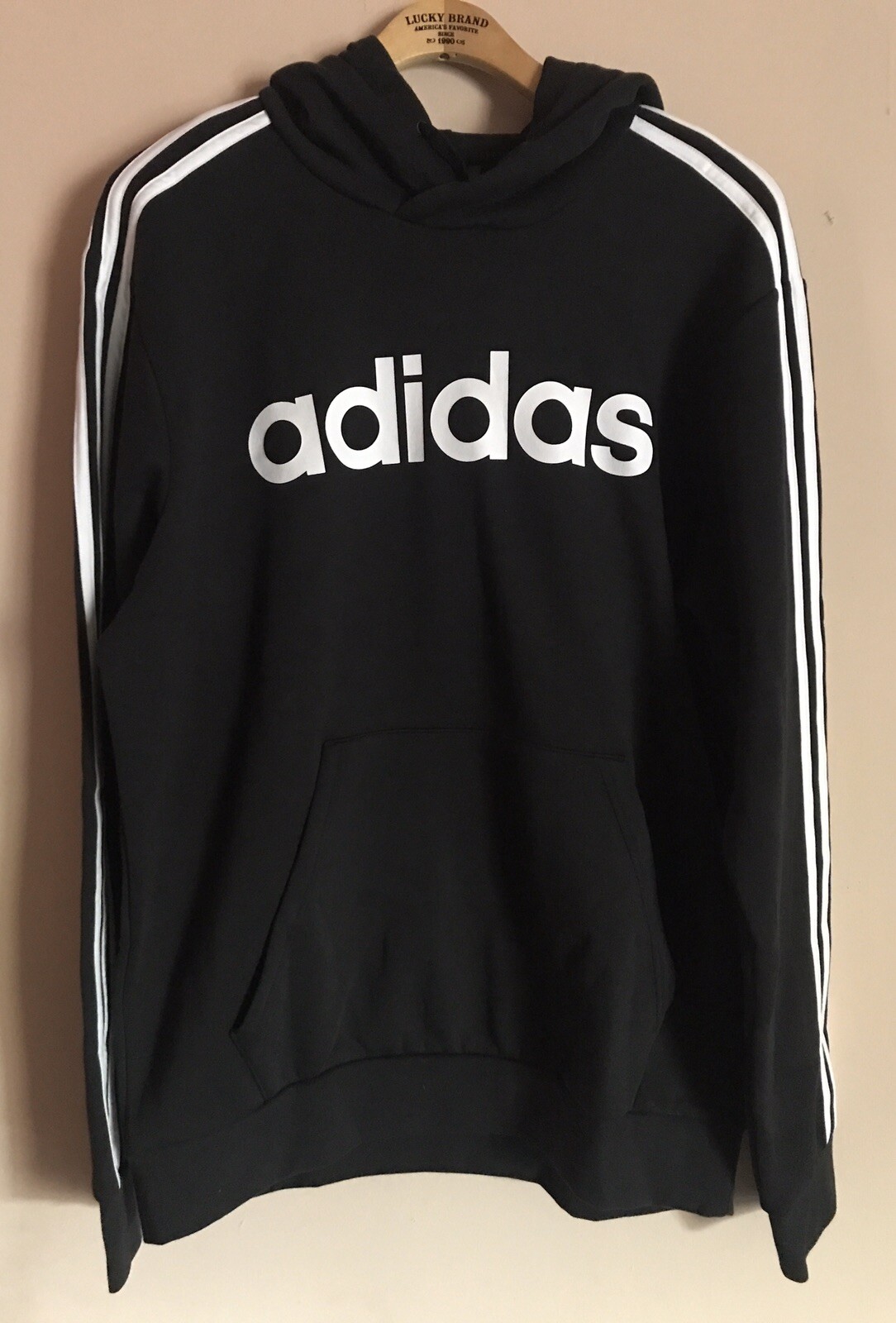 adidas Essential DQ3096 Hoodie 3 Stripes Pullover Mens Small Long ...