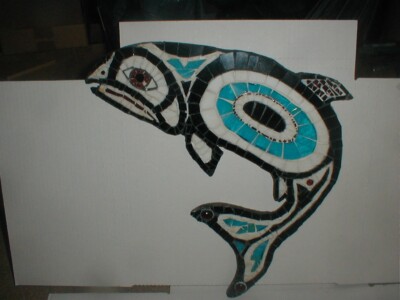 VTG Mosaics Glass Tile 15x12 Orca Whale Art NW WA Coastal Native ...