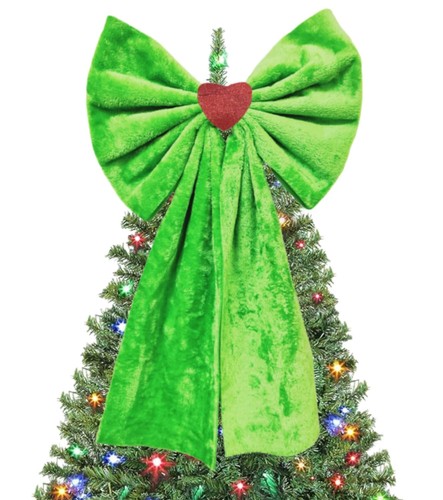 Large Lime Green Christmas Tree Topper Bow 20x26 Inches Faux Furry ...