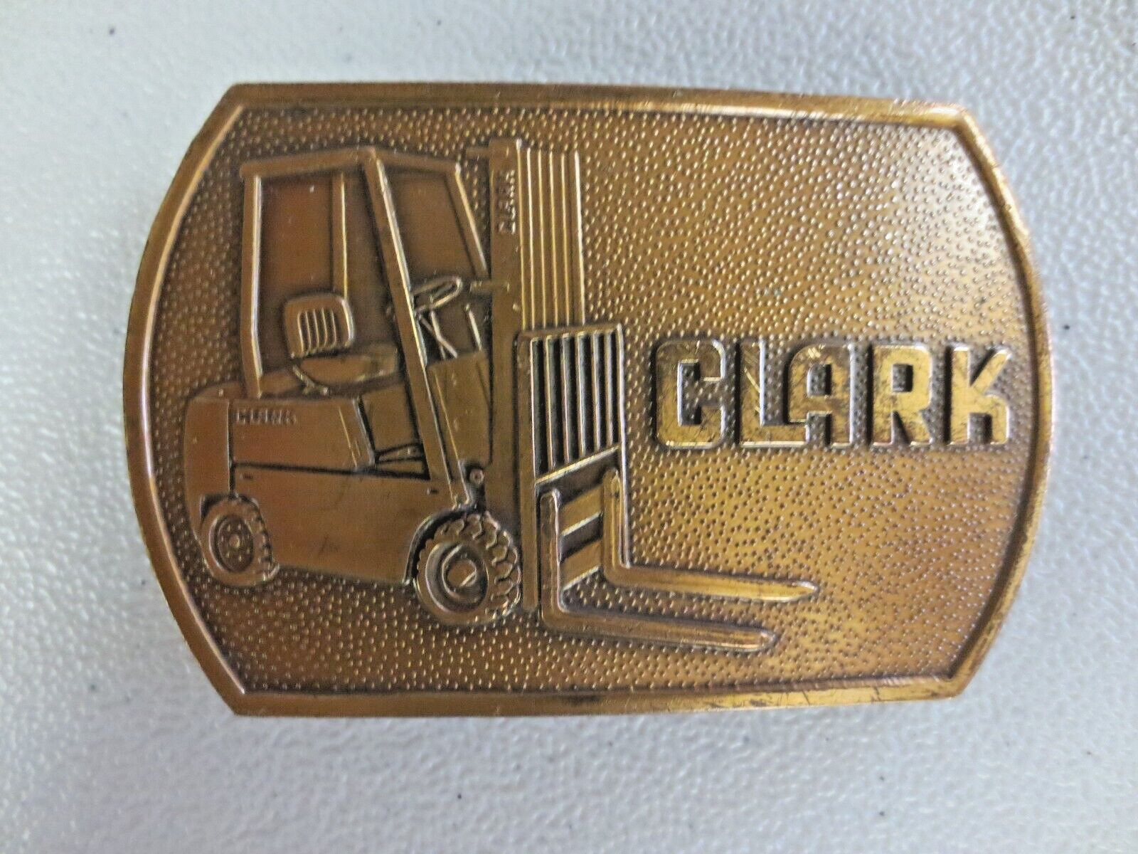 Vintage Clark Forklift Solid Brass Belt Buckle - Gem