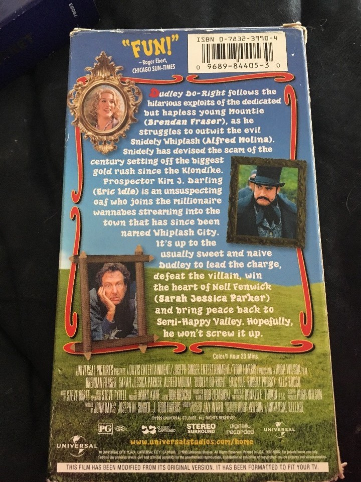 Dudley Do Right VHS Tape. Cult Classic 90s Comedy Brendan Fraser Vhs ...