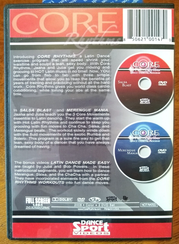 CORE RHYTHMS Dance Exercise Program Waist Trimmer Combo DVD Salsa Rumba ...