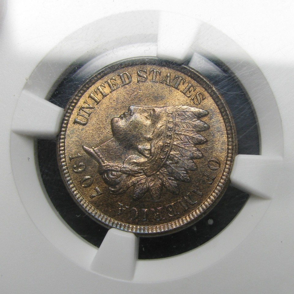 1907 Indian Cent Penny ---- MS-65 RB NCG Graded Coin ---- #146B | eBay