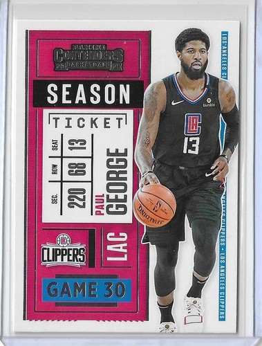 2020-21 Panini Contenders Basketball Paul George Card #50 Los Angeles ...