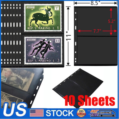 Stamp Pages for Stamp Album Binder 2 Row, 10 Sheets Stamp Pages for ...