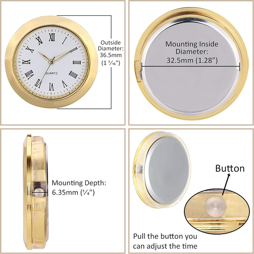 Mini Clock Insert 1 7/16" (35Mm) Quartz Movement | Miniature Clock Face ...