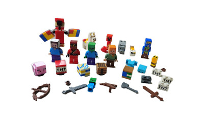 Lego Minecraft Minifigure Lot~Zombie~Creeper~Trader~Weapons~Animals ...