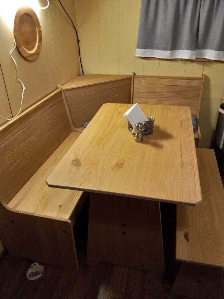 3 pc Pine Wood Breakfast Nook Kitchen Dining Set Corner Booth Bench ...