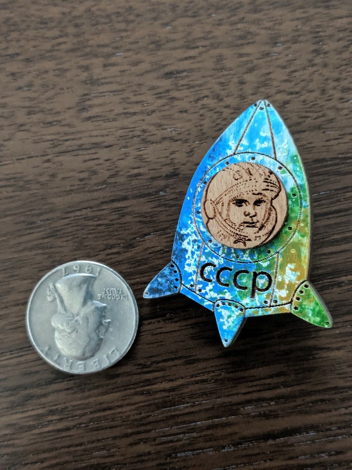 New Yuri Gagarin First Man in Space Soviet Pin Brooch Rare Astronaut ...