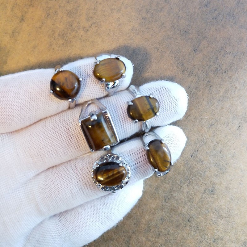 Wholesale 100Pcs Lot Mixed Ring Natural Stone Rings Women Gemstone ...
