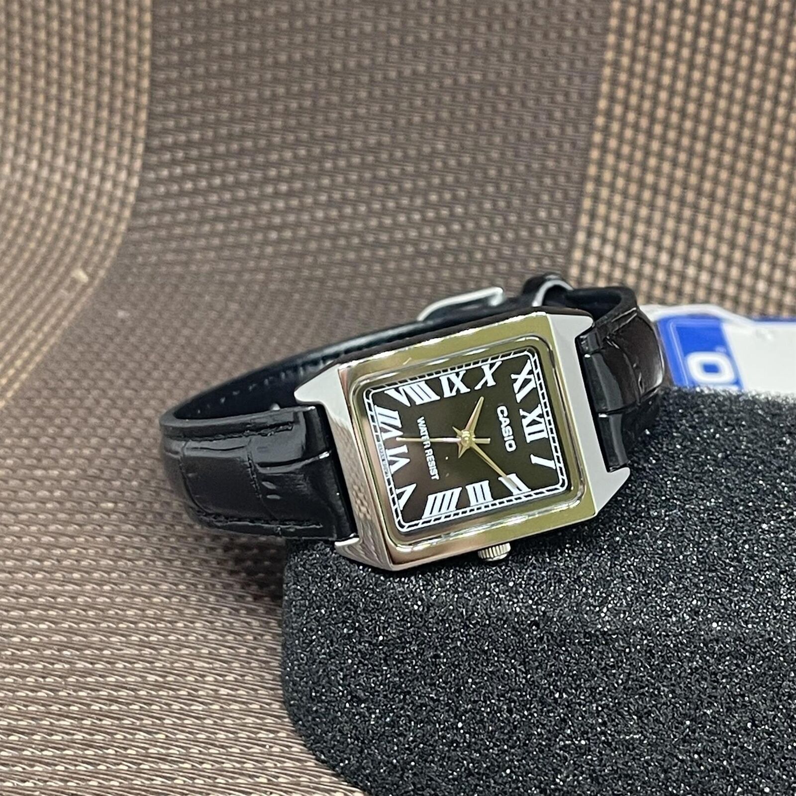 Casio LTP-V007L-1B Rectangle Analog Black Roman Numeral Leather Ladies ...