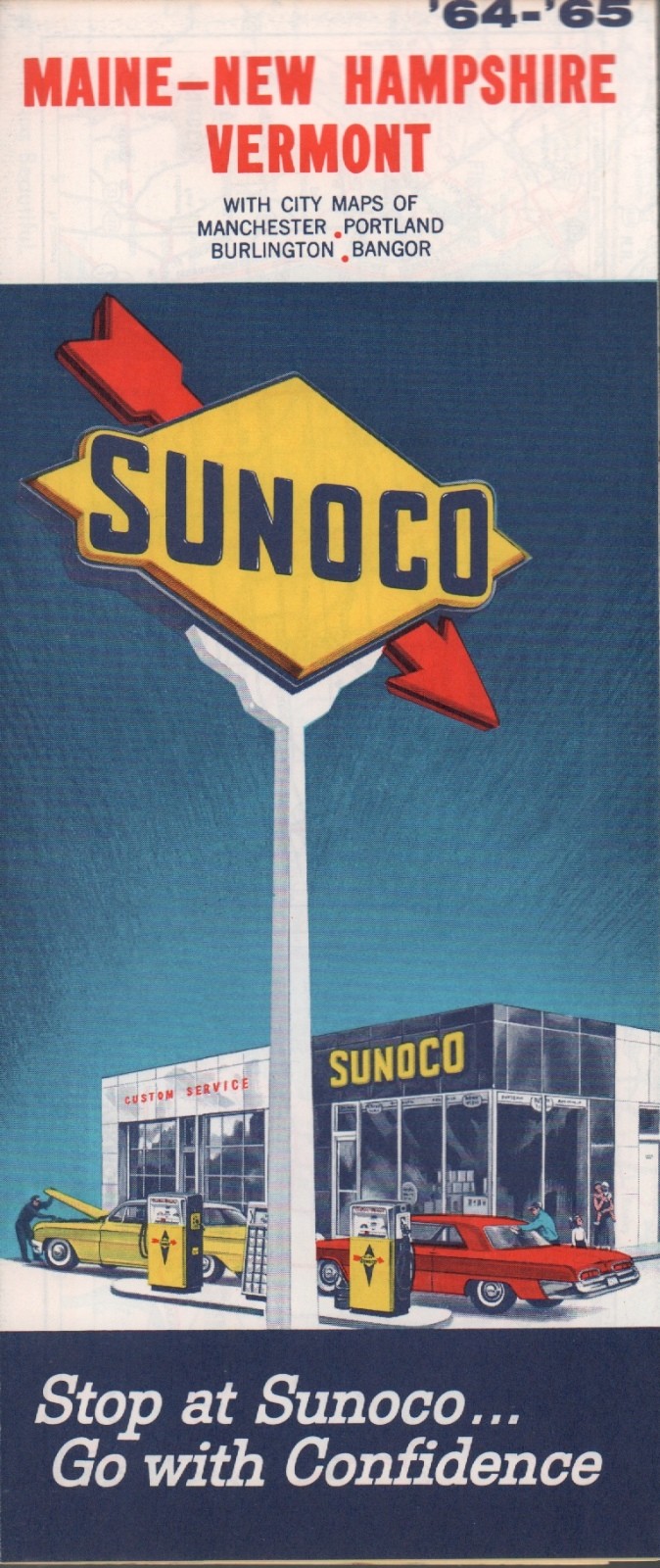 1964 Sunoco Road Map: Maine New Hampshire Vermont NOS | eBay